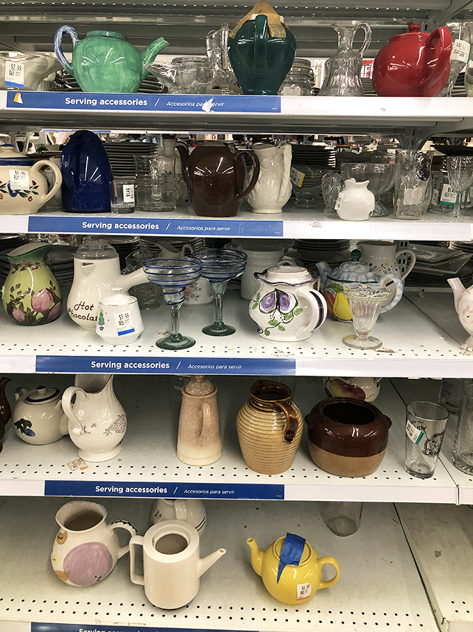 Porcelain storytellers line these shelves&mdash;each teapot and gravy boat waiting to begin its second chapter in someone else's home.