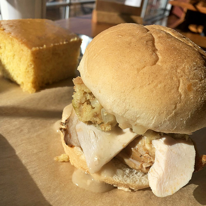 This sandwich isn't messing around—layers of smoked turkey and melty cheese create the comfort food equivalent of a warm hug.