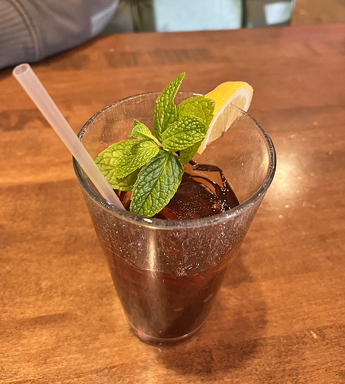 Even the sweet tea gets the royal treatment. That fresh mint and lemon slice transform a simple southern staple into a refreshing palate cleanser.