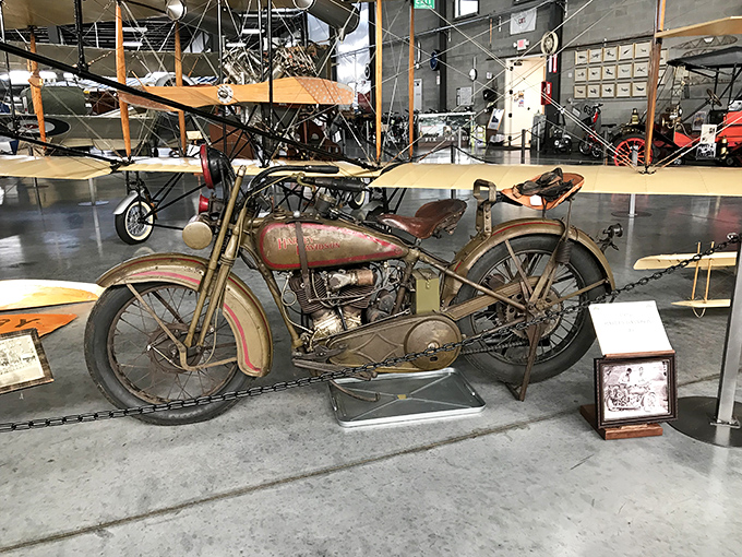 This weathered Harley hasn't been restored to showroom shine, preserving the authentic patina that tells of adventures on dusty American highways. 