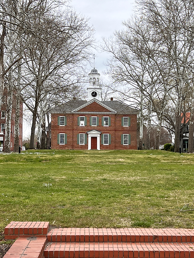 The 1767 Chowan County Courthouse stands regally on its green, like a Georgian gentleman who's overdressed for a picnic but pulling it off.