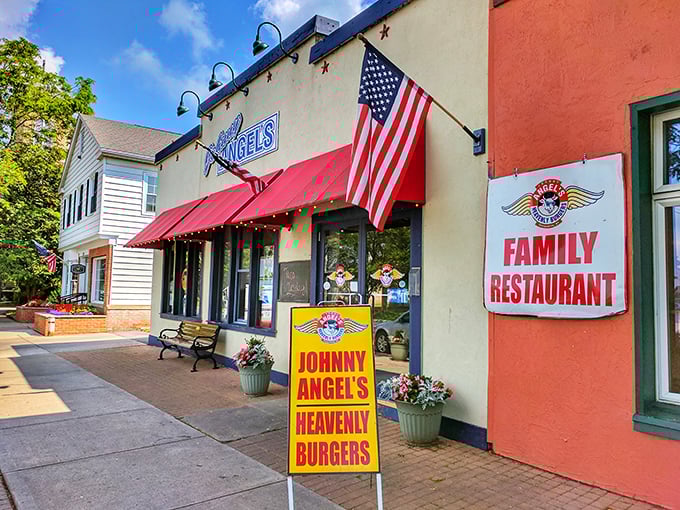 Johnny Angel's promises "Heavenly Burgers" with a side of small-town charm. The kind of place where calories don't count because you're on vacation.