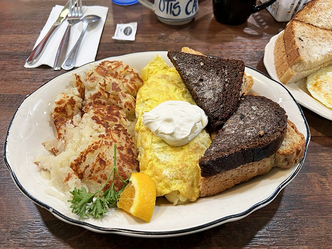 The Jos&eacute; Omelette brings together eggs, cheese, and hashbrowns in perfect harmony. Like a well-rehearsed trio, each component knows exactly when to shine.
