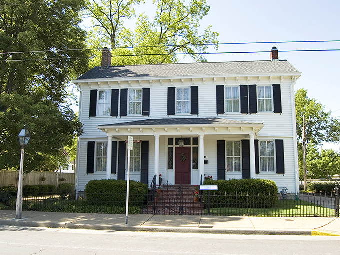 Simple elegance defines the Joseph Bogy House. Those pristine white clapboards and black shutters are the architectural equivalent of a perfectly tailored tuxedo.