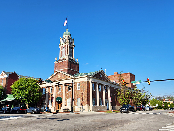 Lebanon's City Hall tower stands like a friendly lighthouse, guiding visitors to the heart of this charming Midwest town.