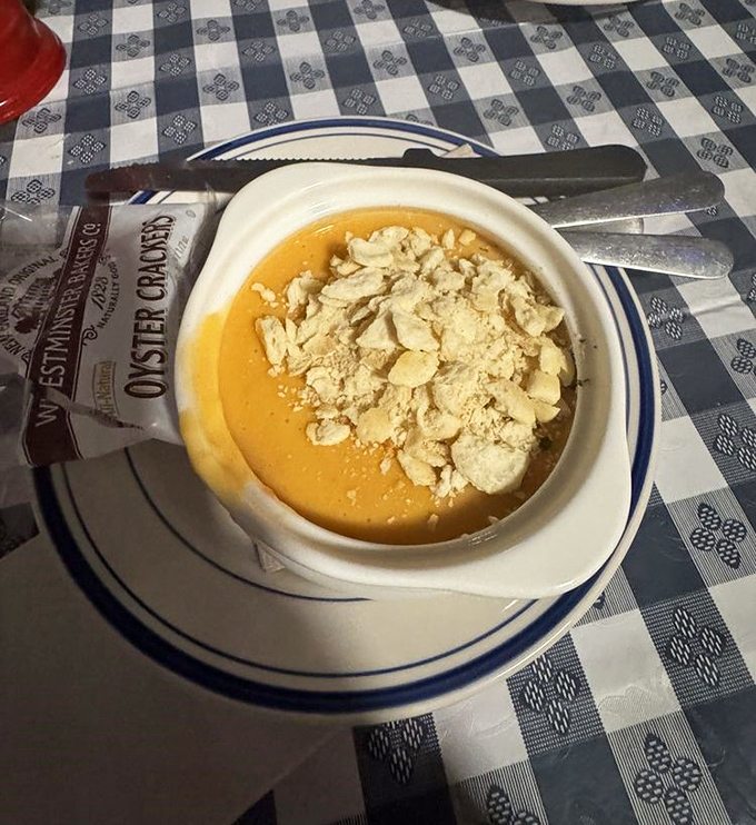 This lobster bisque isn't just soup&mdash;it's liquid velvet with oyster crackers. The kind of dish that makes you close your eyes with each spoonful.