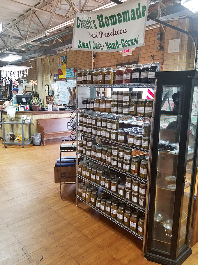 Orbitt's Homemade local produce display proves this antique mall understands the value of both vintage treasures and fresh Southern flavors.
