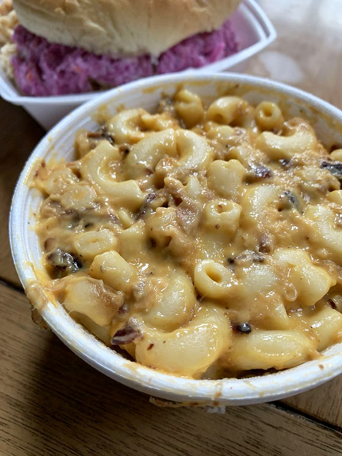 Mac and cheese that doesn't come from a blue box. Those crispy edges are where dreams are made, my friends.