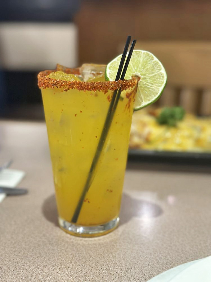 This isn't just a margarita&mdash;it's sunshine in a glass with a chile-salt rim that reminds you you're in New Mexico, where even the cocktails have attitude.