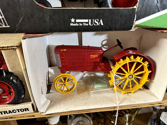 This miniature Massey Harris tractor isn't just a toy&mdash;it's agricultural history in palm-sized form, ready to cultivate nostalgia in collectors young and old.