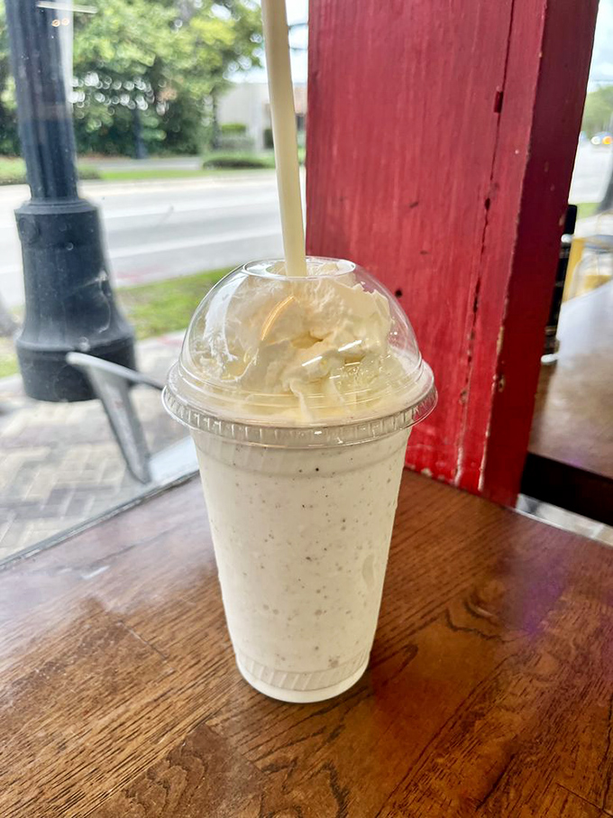 This vanilla milkshake isn't just thick&mdash;it's contemplating a career change to become soft-serve ice cream.