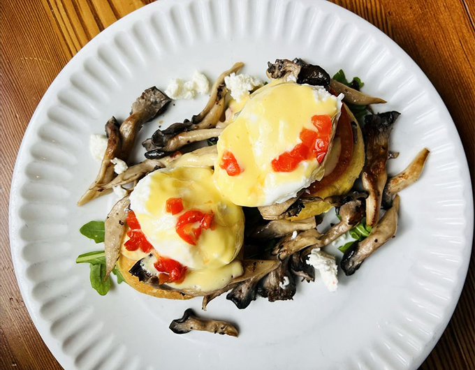 This mushroom benedict proves that vegetarians aren't missing out&mdash;earthy fungi and silky hollandaise create a meat-free masterpiece worth waking up for.