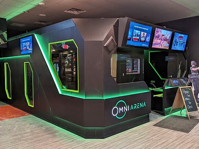 Step into the future at the Omni Arena. This virtual reality experience complements the real-world racing with digital thrills.
