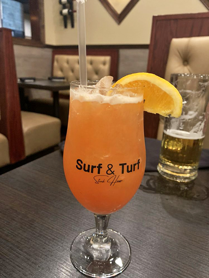 A sunset-colored cocktail that promises vacation vibes even on a Tuesday. One sip and you're mentally booking a cabana somewhere tropical.