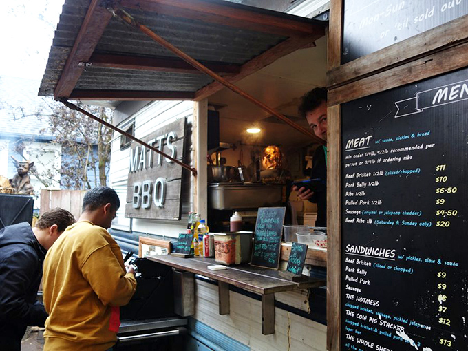 Where meat dreams come true. The ordering window at Matt's BBQ is like the pearly gates for carnivores.