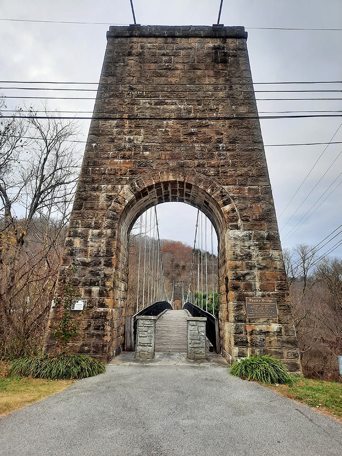 The historic Pauley Bridge stands as a stone sentinel to another era, when crossing rivers required a bit more architectural panache.