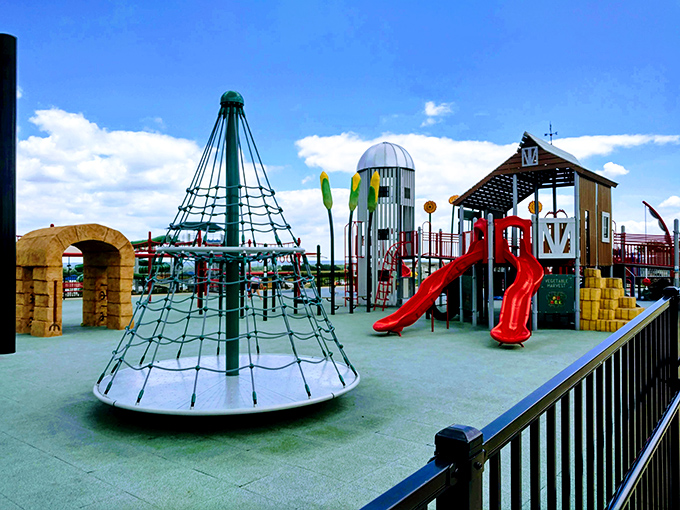 Little pioneers can conquer this colorful playground while parents appreciate that some things in life &ndash; like children's laughter &ndash; remain timeless.