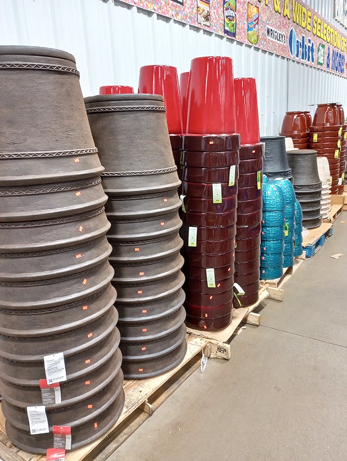 Flower pots stacked like a terracotta army, ready to transform your patio from "meh" to "magazine-worthy" without the magazine budget.