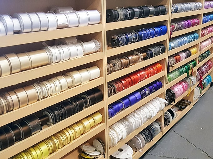 Ribbons organized with the precision of a NASA launch. From whisper-thin to statement-making, there's a ribbon for every occasion imaginable.