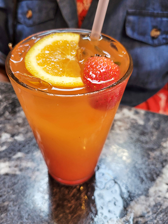 This isn't just a drink&mdash;it's liquid sunshine garnished with actual sunshine and a strawberry for good measure.