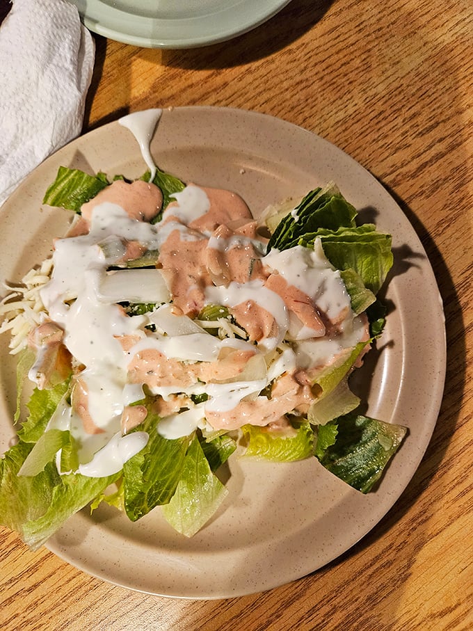 A salad that somehow manages to be both virtuous and decadent. The dressing-to-lettuce ratio speaks to my soul.