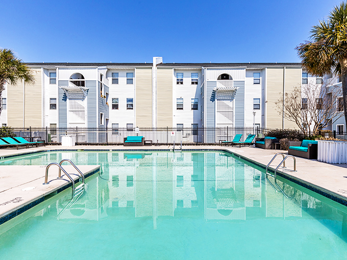 Not just a place to stay, Seahawk Retreat Apartments offers that quintessential coastal luxury&mdash;a sparkling pool reflecting Carolina's endless blue skies.