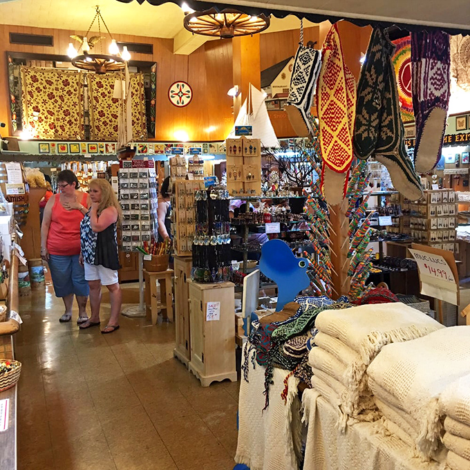 Treasure hunters browse colorful Pennsylvania Dutch crafts and textiles, proving Dutch Haven offers feast for the eyes before the feast for the stomach.