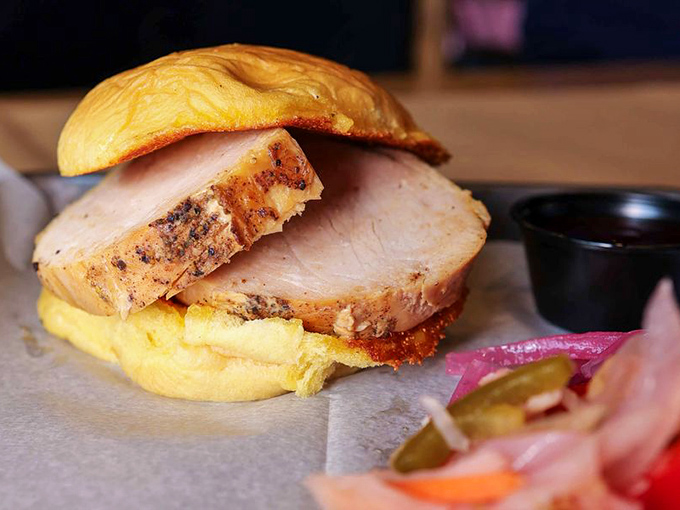 The turkey sandwich that refuses to be boring&mdash;tender, smoky slices proving poultry deserves its place in the barbecue pantheon.
