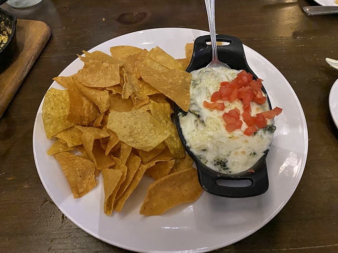 Dive into this bubbling cauldron of spinach and artichoke dip &ndash; where cheese stretches dramatically with each chip like in a food commercial.
