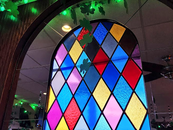 Not just decoration&mdash;these stained glass panels are practically the restaurant's silent partners. They've witnessed more Maryland memories than the Chesapeake Bay.