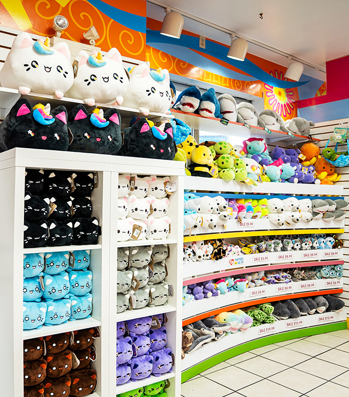 Even the stuffed animal section is color-coordinated. Because after a sugar high, everyone needs something soft to hug during the inevitable crash.