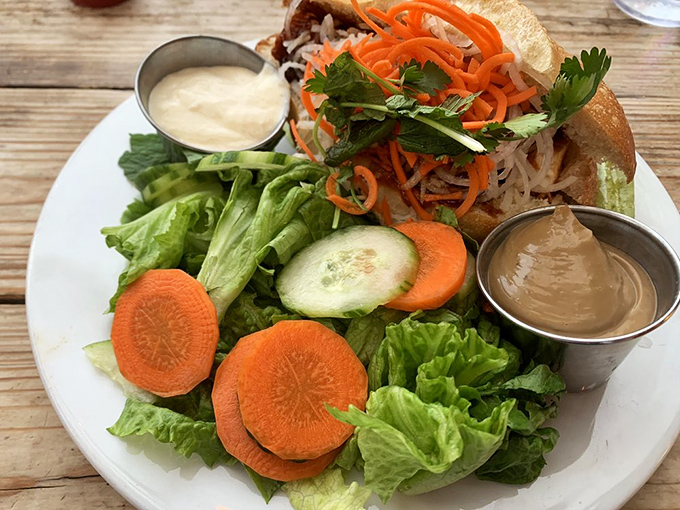 This sandwich brings Vietnam to North Carolina with a plant-based twist &ndash; vibrant vegetables, herbs, and sauces creating a symphony in a bun.