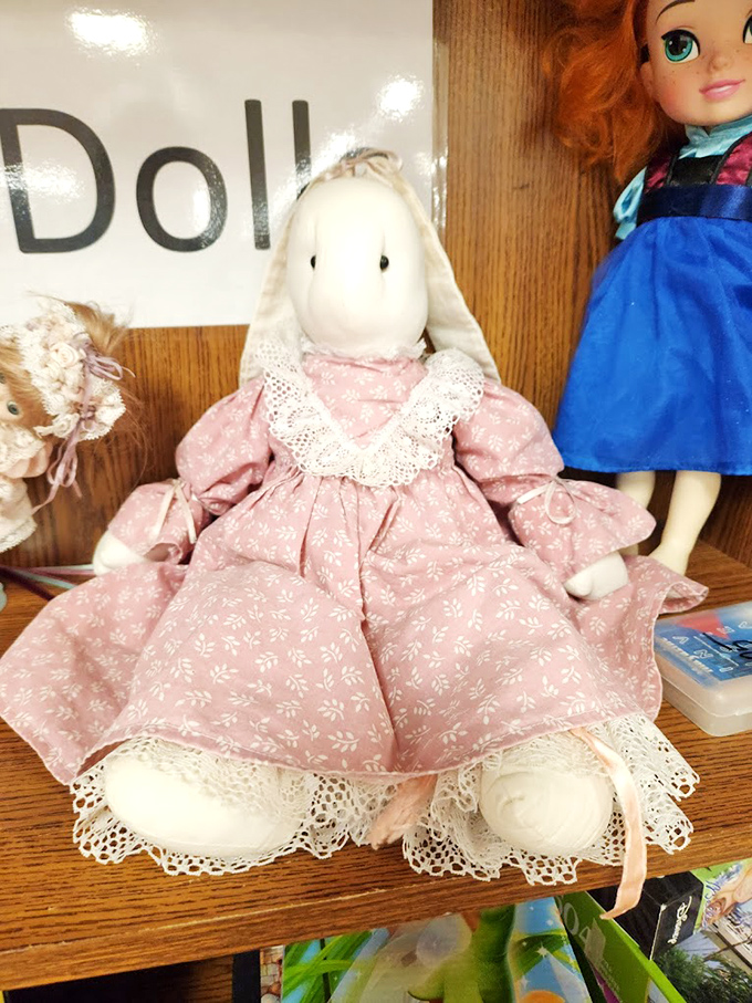 This handcrafted bunny doll in pink calico seems to say, "I've been loved before, and I'm ready to be cherished again."