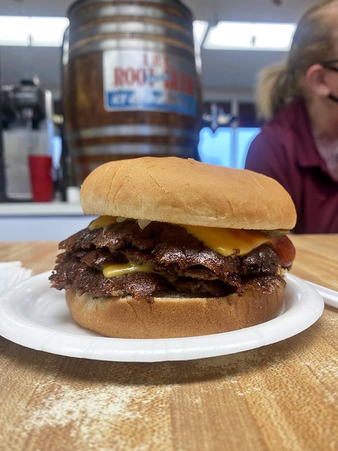 When one patty isn't enough and two won't do, the triple cheeseburger steps in with its magnificent excess.