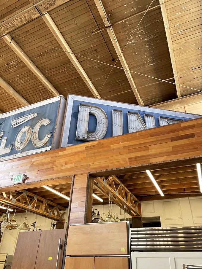 Old neon signs tell stories of bygone diners and forgotten storefronts. This "DINE" sign probably witnessed thousands of first dates and family celebrations.