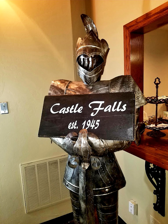 Medieval meets whimsy with this armored greeter&mdash;the knight who says "Welcome to Castle Falls" without saying a word.