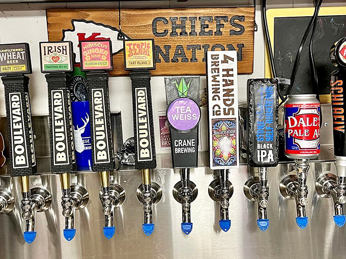 Local pride flows from these taps, with Boulevard and KC favorites standing proudly alongside craft options from across the region.