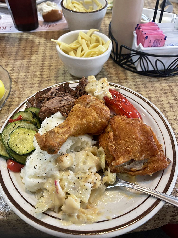 A plate that could make a vegetarian question their life choices&mdash;hearty meat, creamy pasta, and vegetables that have made peace with butter.