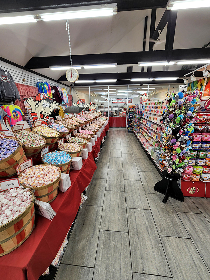 Taffy stretches as far as the eye can see, proving that some childhood joys never lose their magic, even when you've lost other things (like hair).