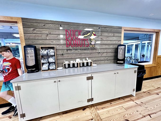 The coffee station&mdash;because every great donut deserves a worthy companion. A caffeine-and-sugar partnership that rivals Batman and Robin.