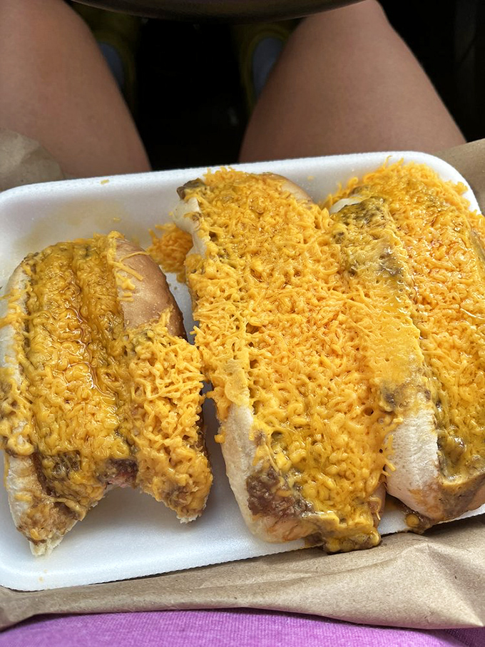 Even on the go, these coneys maintain their dignity. The paper container might be humble, but what's inside is nothing short of a Tulsa treasure.