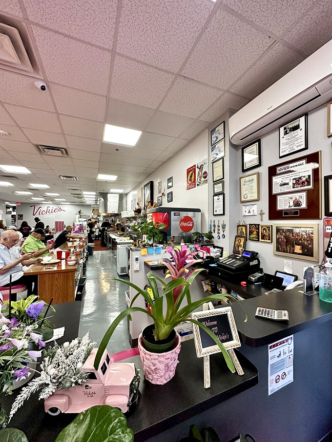 The counter at Vickie's&mdash;where regulars become family and first-timers become regulars between the first sip of coffee and the last bite of pie.