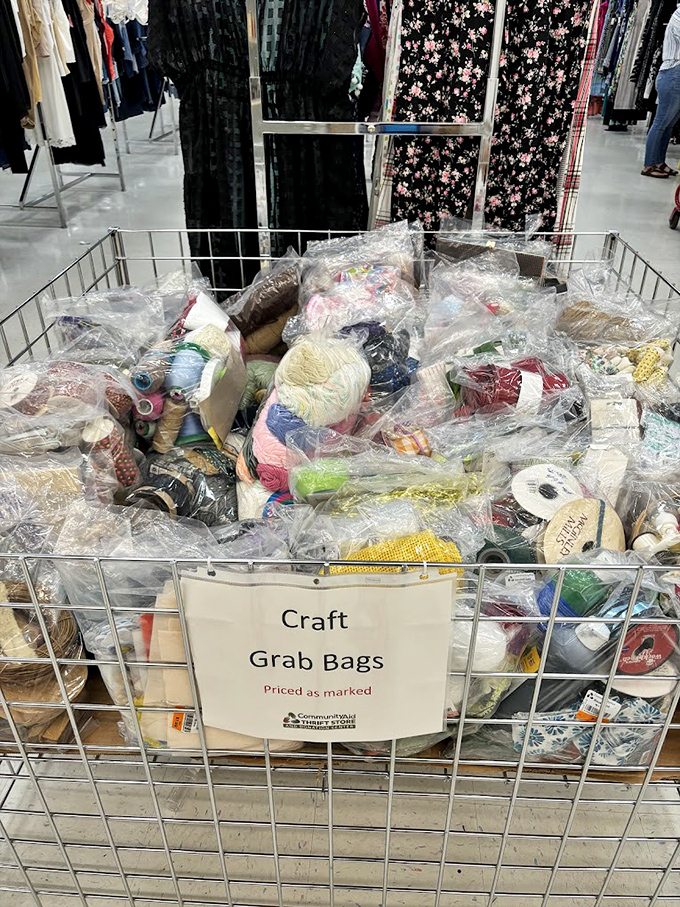 Crafting dreams sold by the bagful. Someone else's abandoned projects become your creative opportunity. Inspiration included free of charge.