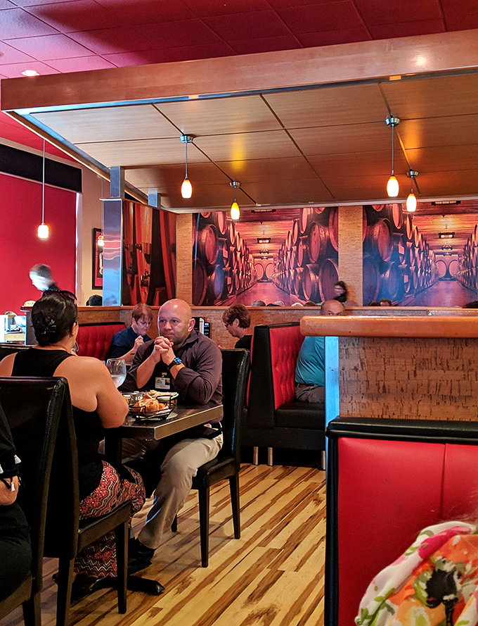 Where memories are made between bites. The wine barrel wall art provides the perfect backdrop for dinner conversations worth remembering.