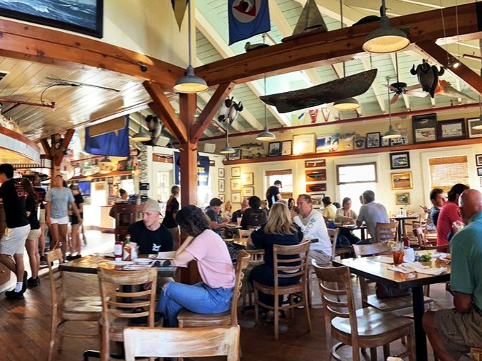 The bustling dining room hums with the energy of sailors, locals, and pilgrims on the great crab cake quest. Nautical heaven has a waiting list.
