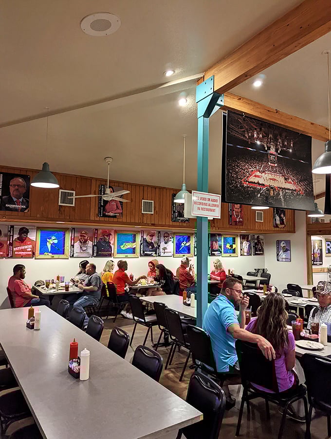 Game day at the Catfish Hole looks like this&mdash;a sea of red shirts, animated conversations, and plates that won't stay full for long.
