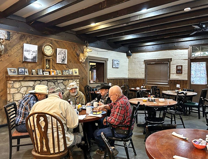The morning crowd knows the secret: breakfast at Rock Springs is where retired cowboys and road-trippers find common ground over coffee and conversation.