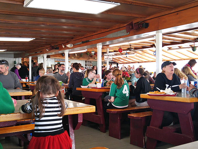 The communal dining experience at Brown's turns strangers into friends, united by the universal language of "pass the napkins, please."