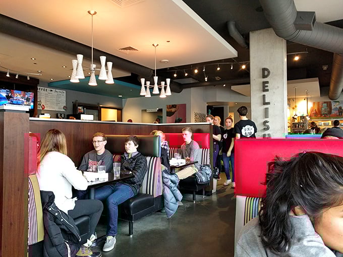 Where strangers become comrades in the noble pursuit of excellent eggs. Weekend warriors plotting their brunch strategy in comfortable surroundings.