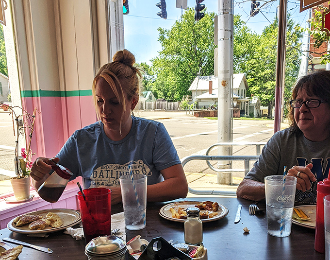 Window seats at Homestead offer prime people-watching with your pancakes. The real Ohio experience happens when locals and visitors break bread together.